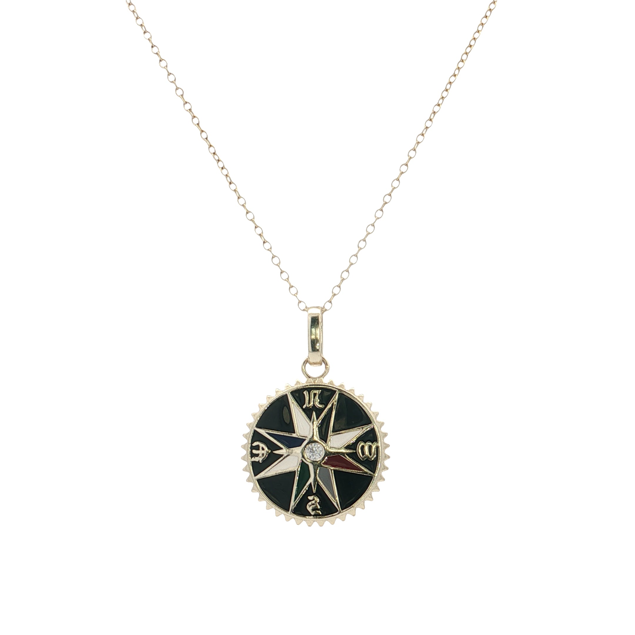 04487 Collar dije brujula esmaltado negro – Rosagitana